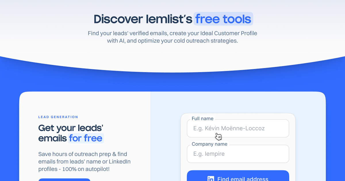 Free Outreach Tools: Email Finder, Cold Email Generator & ICP Creator,...