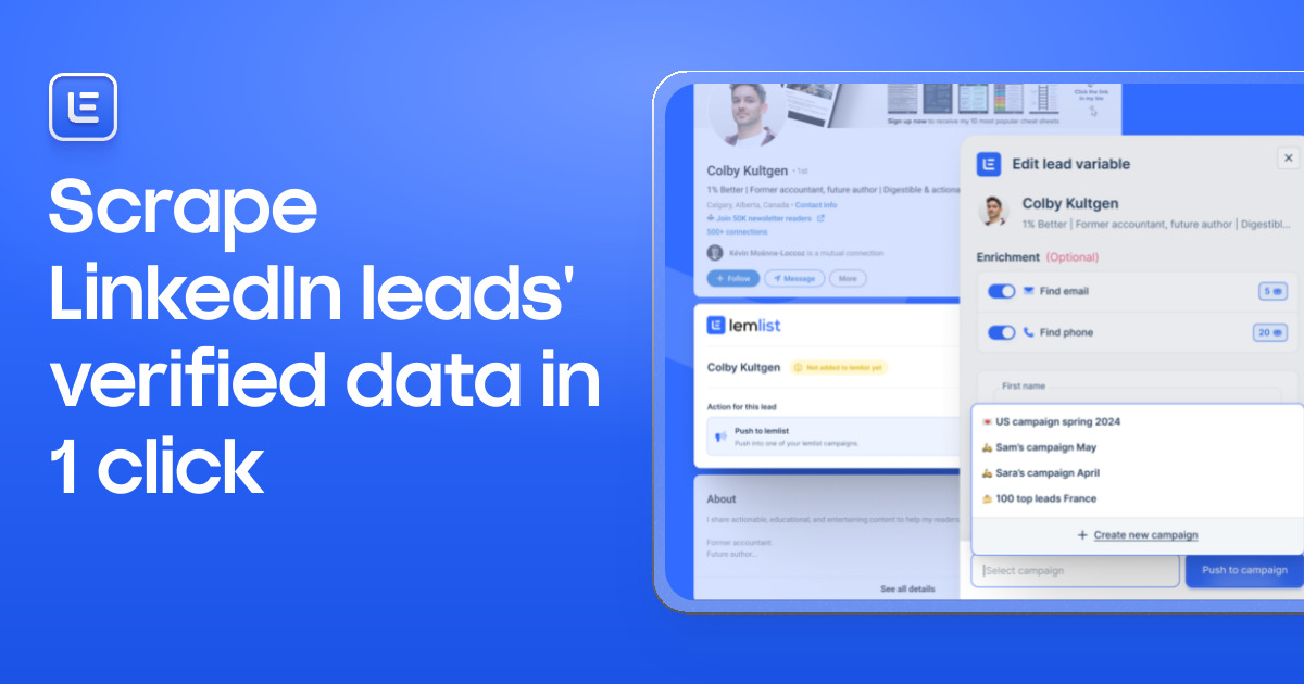Get Linkedin Leads Verified Data In 1 Click With Lemlist Chrome Extension